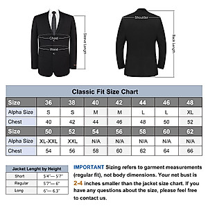 P&L Men's Suit 3 Piece Classic Fit Suit Jacket & Expandable Waist Dress Pants & Vest Set Black