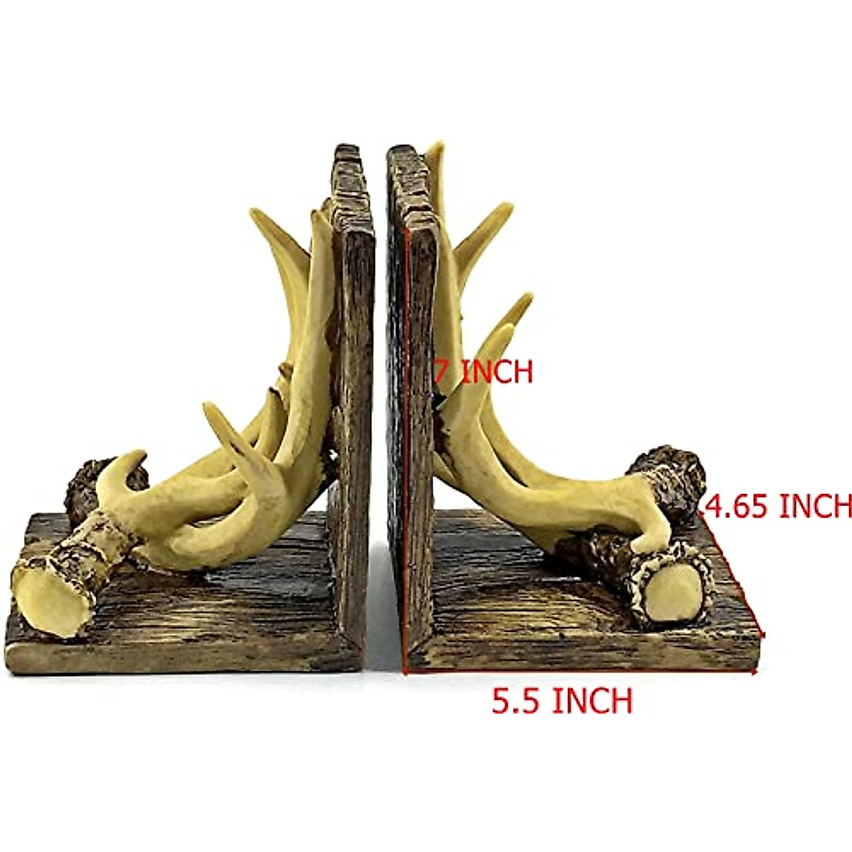 Bellaa Decorative Bookends Antler Rustic Unique Book Ends Home Office Books Shelves Stoppers Holder Nonskid Deer Cabin Decor Mountain Lodge 8 Inch