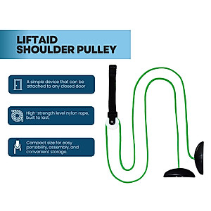 LiftAid Shoulder Pulley for Physical Therapy with Exercise Guide - Improves Shoulder Strength & Range of Motion - Reduces Pain, Helps in Muscle Recovery - Physical Therapy Equipment (Green)