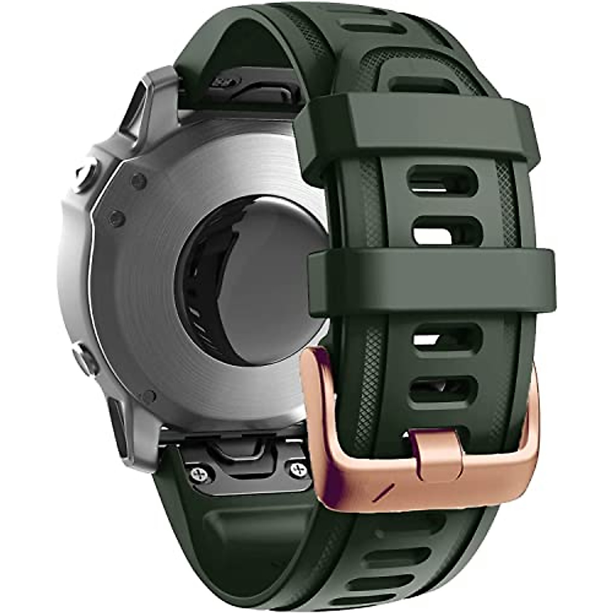 YOCAHU Gold buckle 20mm bands Compatible Fenix 5S Watch Band Fenix 6S Quickfit Soft Silicone Replacement Strap for Fenix 5S Plus/Fenix 6S Pro/Fenix 7S/D2 Delta S Smartwatch (army green)