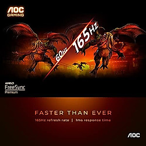 AOC GAMING CQ27G3S Frameless Curved Gaming Monitor, QHD 2K 2560x1440, 1000R VA, 165Hz 1ms, FreeSync Premium ,Black