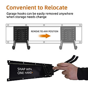 POSHGRAND Garage Garden Tool Organizer Wall Mount, Yard Garden Tool Rack Organizer, 64 Inch Shovel Rack Holder Organization with 10 Adjustable Heavy Duty Hooks for Garage Shed Yard Garden