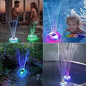 Floating Pool Fountain with Light Show,Rechargeable Battery Pond Water Fountain,IP68 Waterproof Pool Waterfall Fountain,2 Modes Pool Sprinkler Fountain for Inground Above Ground Pool, Gardens-1pc