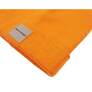 Realtree mens Cold Weather Warm Knit Winter Beanie Hat, Orange, One Size US