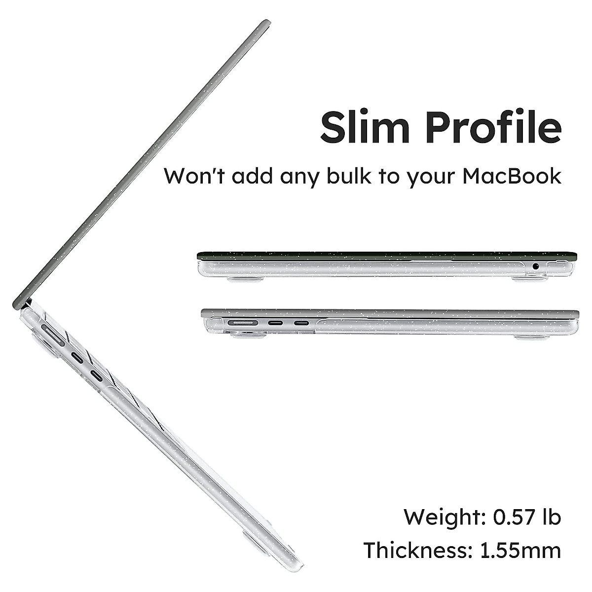 iCasso for MacBook Air 13.6 Inch Case 2022 2023 Release A2681 M2 Chip with Retina Display，Glitter Hard Shell Case for MacBook Air M2 + Keyboard Cover + Screen Protector -Glitter Black Gradient