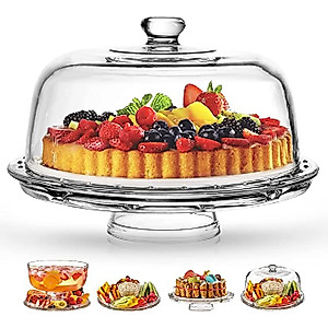 Royalty Art European Cake Stand with Dome (6-in-1 Design) Multifunctional Serving Platter for Kitchens, Dining Rooms, Pedes Glass Durabilitytal or Cover Use, Elegant Product Name