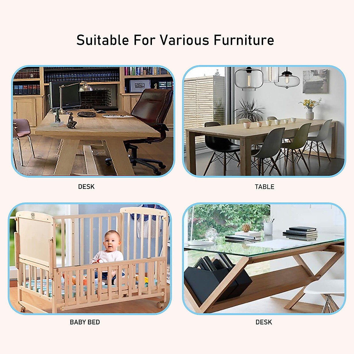 SUPPA Baby Proofing,6.6ft Edge Protector Strip Clear,Soft Corner Protectors with Pre-Taped Strong Adhesive,Edge Protectors for Furniture Against Sharp Corners of Tables, Cabinets,Drawers