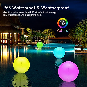 XLYLKS 2 Pcs LED Beach Balls Glow in Dark Party Supplies, 16 Inch Led Beach Ball, IP68 Waterproof Light Up Ball for Swimming Pool, Beach Game, Hot Tub, Decor Outdoor Indoor