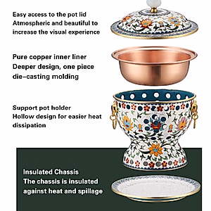 Chafing Dishes Single Person Copper Hot Pot Old Beijing Copper Stove Hot Pot Household Instant Boiled Mutton Pot Commercial Alcohol Meal Hot Pot (Color : A, Size : 19.2 * 23cm)