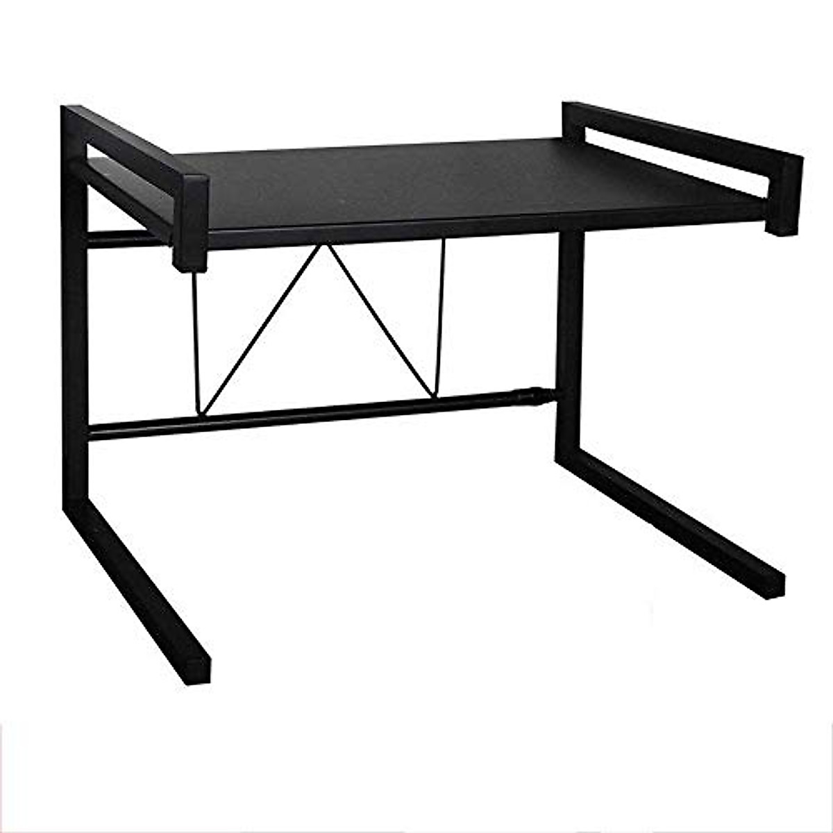 JF-XUAN Kitchen Shelf Kitchen Counter Holder 2-Tier Microwave Oven Rack Expandable Stainless Steel Microwave Shelf Kitchen Counter Shelf (Color : Black, Size : 65X36X42CM)