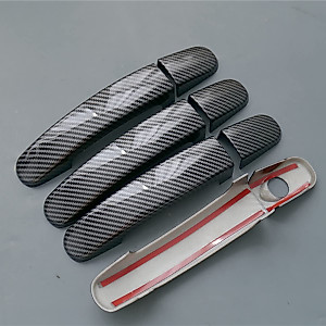 Sport Style Carbon Fiber Print Door Handle Cover Trim for Ford Focus MK3 2012-2018 Escape 2013-2018 (No Keyless Holes)