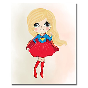 Cute Superhero Girls Wall Art Prints - Superhero Posters for Girls, Playroom Pictures for Kids, Heroic Bedroom Artwork, Inspirational Prints for Rooms - Unframed Set of 8 (8x10")