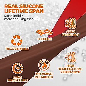 Holikme Door Draft Stopper Under Door Draft Blocker Insulator Door Sweep Weather Stripping Noise Stopper Strong Adhesive Door Stops of Rubber Brown