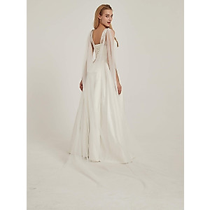 Shoulder Cape Veil Tulle Church Bridal Cape Veil Chapel Wedding Veil B018 (Ivory)