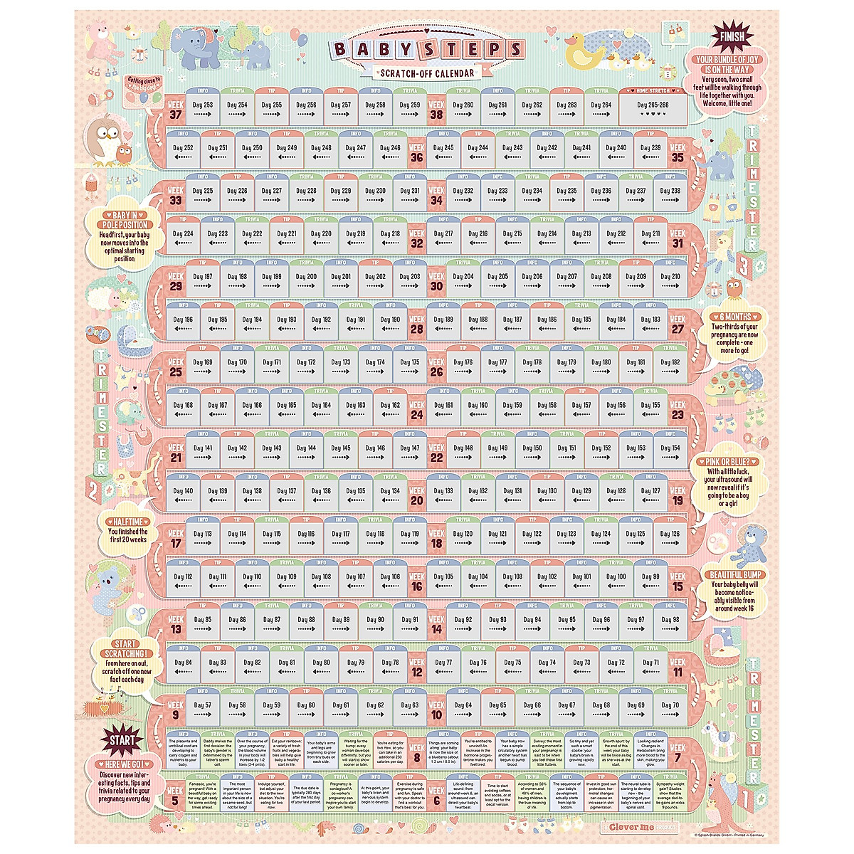 BabySteps Pregnancy Gift Scratch-Off Calendar - 236 Entertaining Facts & Tips