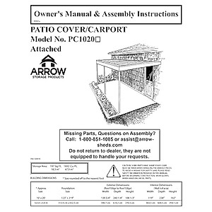 Arrow Patio Cover Attachment, 10 by 20-Feet