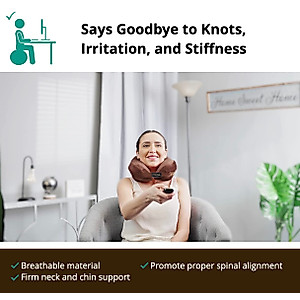 Neck Support Pillow, Help Ease Tension with This Patented Cervical Neck Brace, Neck Pillow for Sleeping, Travel, Work, Ergonomic Memory Foam, Orthopedic Pillow for Pain Relief, Brown