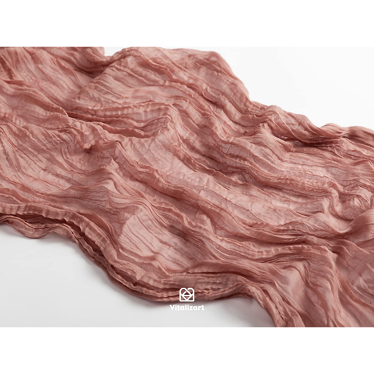 Vitalizart Cheesecloth Table Runner Peach Coral 35 x 120 Inches Gauze Tablecloth 10Ft Boho Rustic Decorations for Wedding Decor Reception Bridal Shower Holiday Party