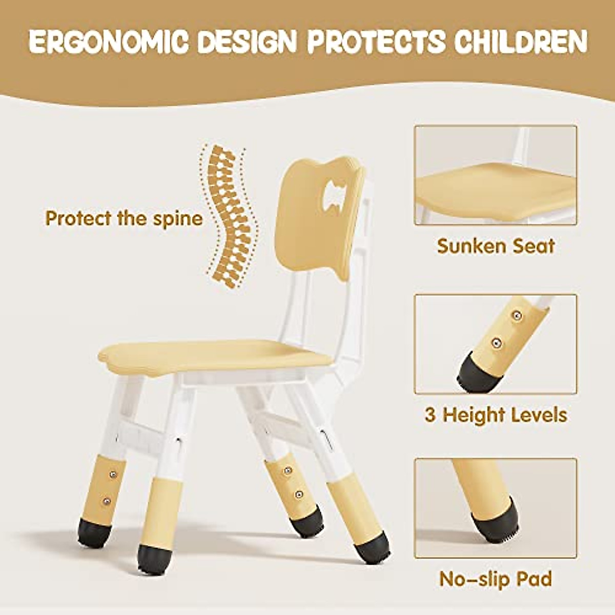 Brelley Kids Table and 4 Chairs Set, Height Adjustable Toddler Table and Chair Set, Graffiti Desktop, Classroom/Daycare/Home, Children Multi-Activity Table for Ages 2-10