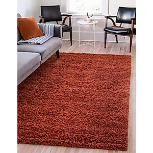 Unique Loom Solid Shag Collection Area Rug (5' 1" x 8' Rectangle, Terracotta)