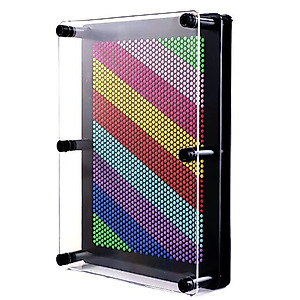 Sharkwill 3D Pin Art Sensory Toy Rainbow Needles Fidget Palm Board Extra Large(6 x 8 Inches) Arouse Sense of Imagination Innovative Boundless Creativity