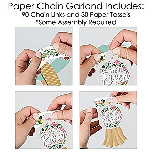 Big Dot of Happiness Religious Easter - 90 Chain Links and 30 Paper Tassels Decoration Kit - Christian Holiday Party Paper Chains Garland - 21 feet
