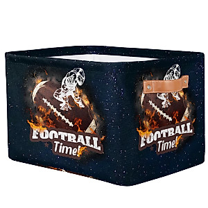 Storage Basket American Football Storage Bin Large Fabric Toys Storage Box with Handles Collapsible Closet Shelf Cloth Organizer Basket for Nursery Bedroom, 2 Packs
