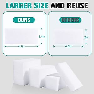 Magic Eraser Sponge,100 Pack Melamine Sponges Cleaning Pads in Bulk,Extra Large and Durable, Household Cleaning Sponge for All Surfaces, Kitchen Dishes, Car, Sink, Shoe, Bathroom, Leather, Wall