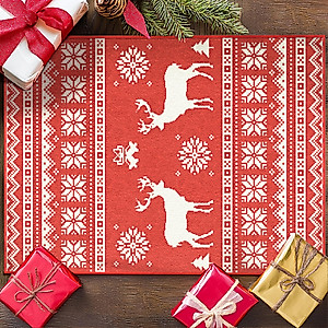 Bavni 2X3 Entryway Rug, Holiday Christmas Rug for Fireplace Bedroom, Non-Slip Small Area Rug, Soft Aesthetic Xmas Festive Carpet, Machine Washable Rug for Indoor Decor, Xmas Red