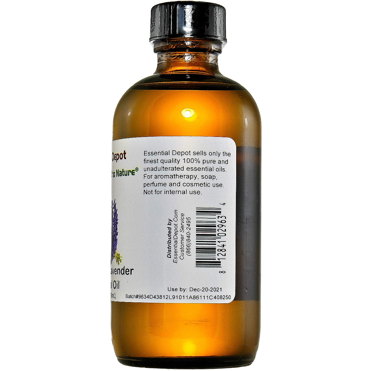 Bulgarian Lavender Essential Oil - 4 oz - GC/MS Tested - Skin Safe - Supplied in 4 oz. Amber Glass Bottle with Black Phenolic Cone Lined and Safety Sealed Cap