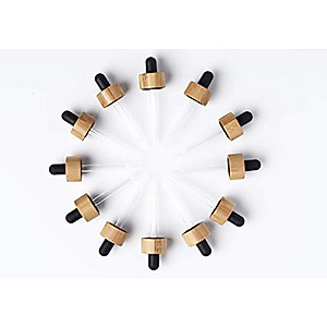 Focus Nutrition Black Boston Round 1 oz Dropper Bottles | Glass Dropper Bottles for Essential Oils | 1 oz Bottles With Bamboo Dropper Caps | 24 Pack