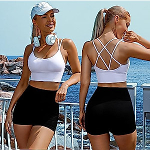 Sykooria 1-3 Pack Strappy Sports Bra for Women Sexy Crisscross Open Back for Yoga Running Athletic Gym Workout Fitness Tops