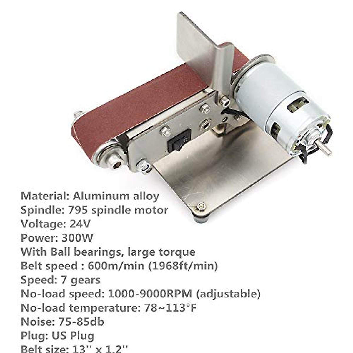 Belt Sander Electric Mini Belt Sander Grinder Polisher Sharpener Polishing Grinding Machine DIY Sand Mill Adjustable Speed Wood Sanding Tool (9000RPM 795 Motor, Adjustable Angle)