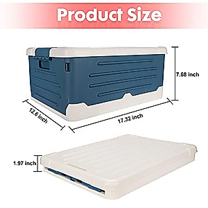 Aliokee 30L Collapsible Storage Bins with Lids,Durable Folding Plastic Containers, Utility Crates,Stackable Latch Storage Boxes For Home & Office &Car Travel Organization(3-Pack,Blue)