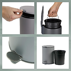 kela 23619 Cosmetic Bin with Inner Bucket 3 L Silent Closing Metal Mats Beige