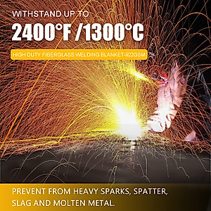 MULMART Welding Blanket 10X10FT, 922GSM, Black, Heavy Duty Welding Blanket, Fireproof Welding Blanket, 1/3”(8mm) Thickness, Large Welding Fireproof Thermal Resistant