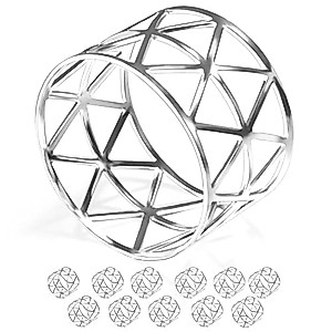 URWOOW 12 Pack Napkin Rings Holders Silver Color Hollow Design Décor Dinner Party Wedding Christmas Gathering (Silver)