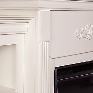 SEI Furniture Tennyson Electric Bookcases Fireplace, Ivory