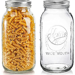 Tebery 3 Pack Wide Mouth Mason Jars 64 oz with Airtight Lids and Band, 1/2 Gallon Clear Glass Storage Jars For Canning, Fermenting, Pickling, Storing