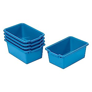ECR4Kids Scoop Front Storage Bin, Multipurpose Organization, French Blue, 5-Piece