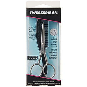 Tweezerman G.E.A.R. Moustache Scissors and Comb Model No. 72031-MG, Black