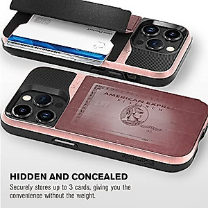 VENA vCommute Wallet Case Compatible with Apple iPhone 14 Pro (6.1"-inch), (Military Grade Drop Protection) Flip Leather Cover Card Slot Holder with Kickstand - Red