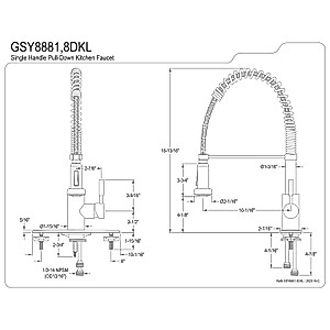Kingston Brass GSY8881DKL Kaiser Single Handle Kitchen Faucet with Pull-Down Sprayer, Chrome