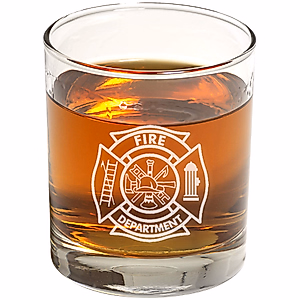 Firefighter Whiskey Glass (Set of Two) – Firefighter Engraved Exquisite Whiskey Glass - Gifts for Whiskey Lovers - Firefighter Present for Retirement, Graduation, Birthday – Firefighter Home Décor