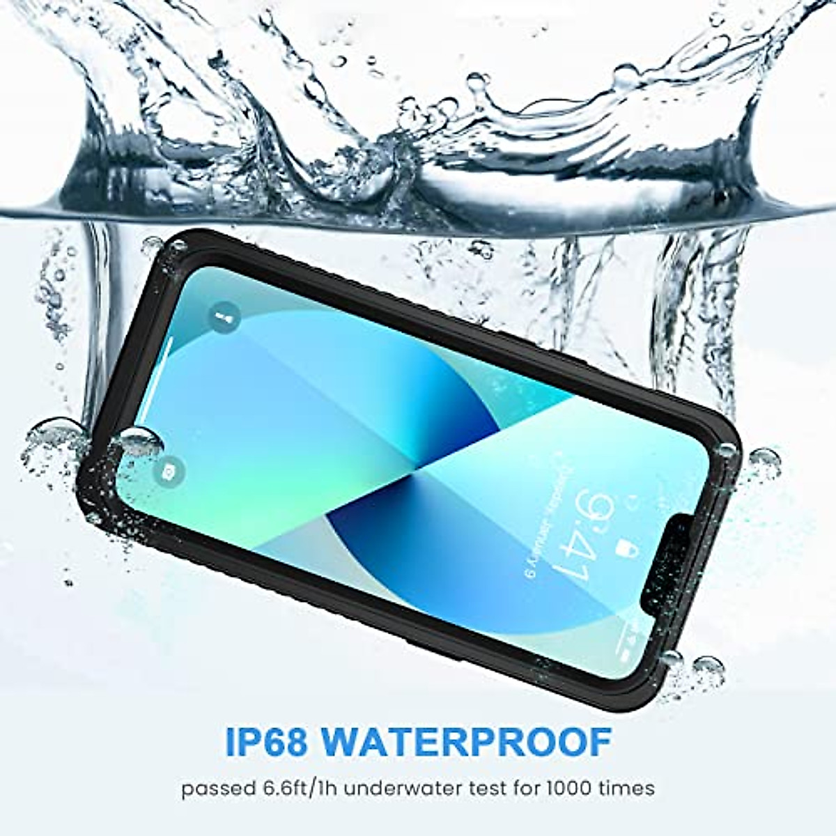 Lanhiem for iPhone 13 Mini Case, IP68 Waterproof Dustproof Shockproof Cases with Built-in Screen Protector, Full Body Sealed Protective Front and Back Cover for iPhone 13 Mini, 5.4 inch (Black)
