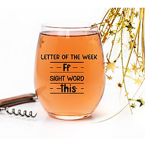 Sight Words 15 oz Wine Glass - Teacher Appreciation Gifts - Best New Teacher Gift Idea for Women, Funny Back to School Present from Students, Thank you Gifts for Coworker Retirement Birthday Christmas
