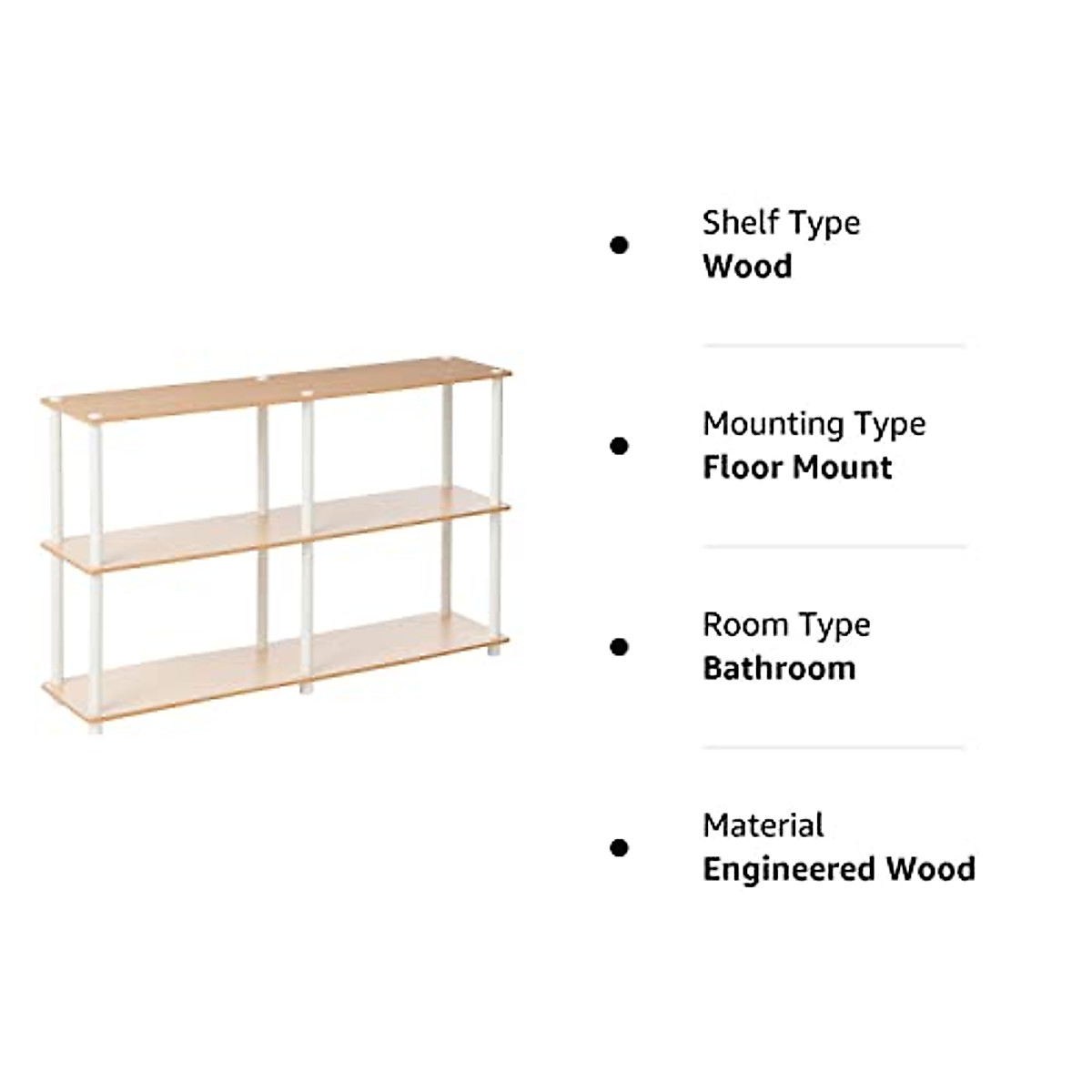 Furinno 99130BE/WH 3-Tier Double Size Storage Display Rack, Beech/White