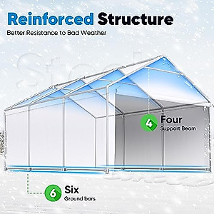 Quictent 13ftx20ft Carport Heavy Duty Car Canopy Galvanized Car Shelter with Reinforced Ground Bars
