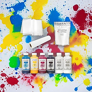 LOTSA. STYLE Premium DTF Ink Refill for Inkjet Printers Heat Transfer Film Printing (120ml x 6, CMYK Wh)