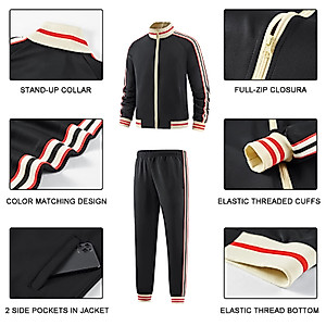 dioxoib Track Suits for Men Set 2 Piece Tracksuits Mens Sweatsuits Sets Jogging Two Piece Outfits Athletic Clothes Jogger Sweat Suits Running Sport leisure Clothing Black Ai-TZ001-L